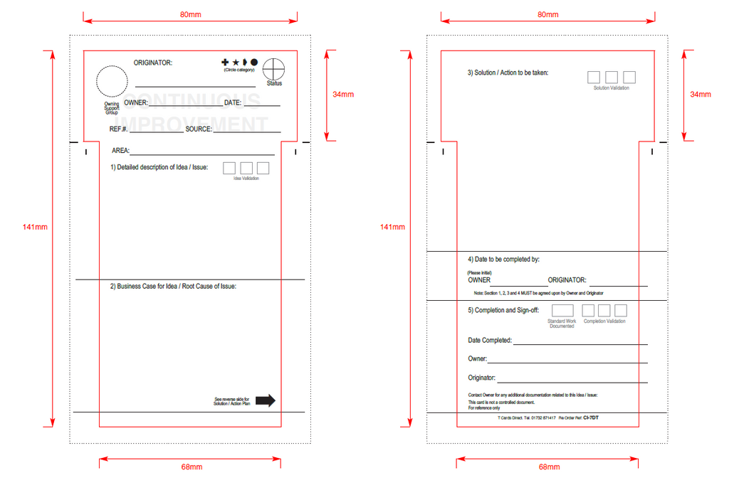 T Card Ref CI70D/T – T Cards Direct