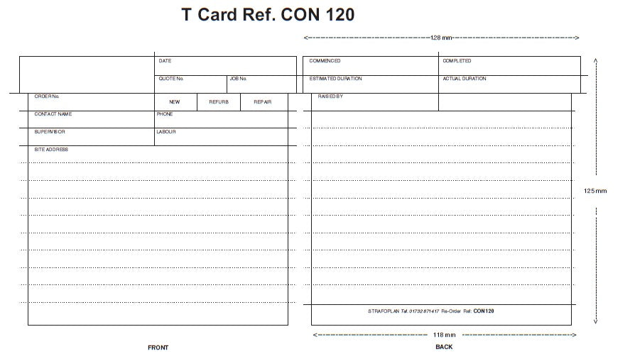 Job Control T Card Board (Size 120 or Size 4) – T Cards Direct